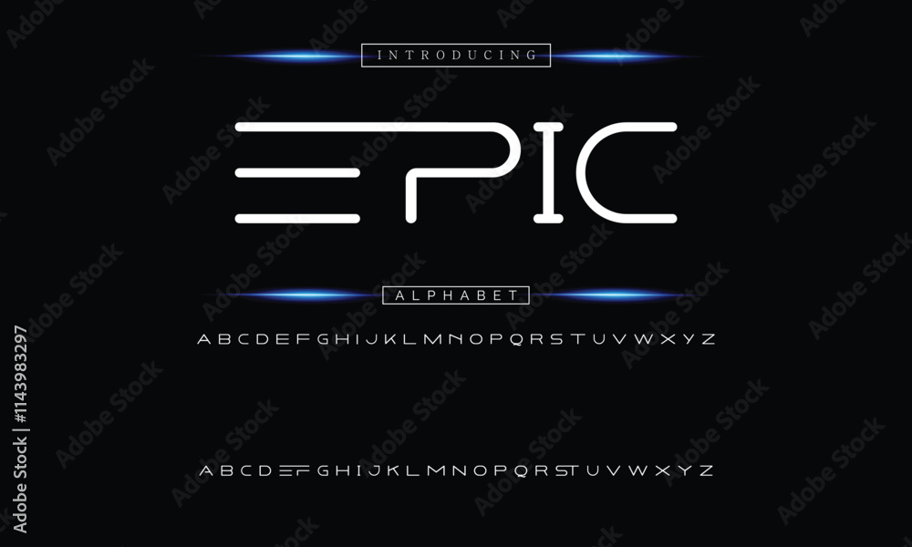 Modern techno font, futuristic line type of english alphabet letters ...