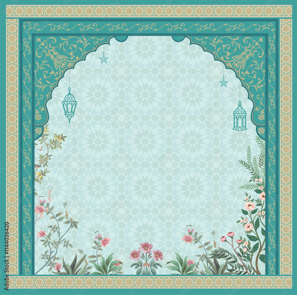 Elegant Islamic Floral Frame Design for Invitation Card Design. Stock ...