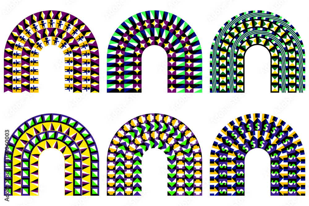 Bright and dynamic optical illusion rainbows with intricate geometric ...