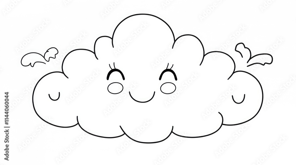 Adorable Cloud Coloring Page for Kids: Fun Printable Activity for ...