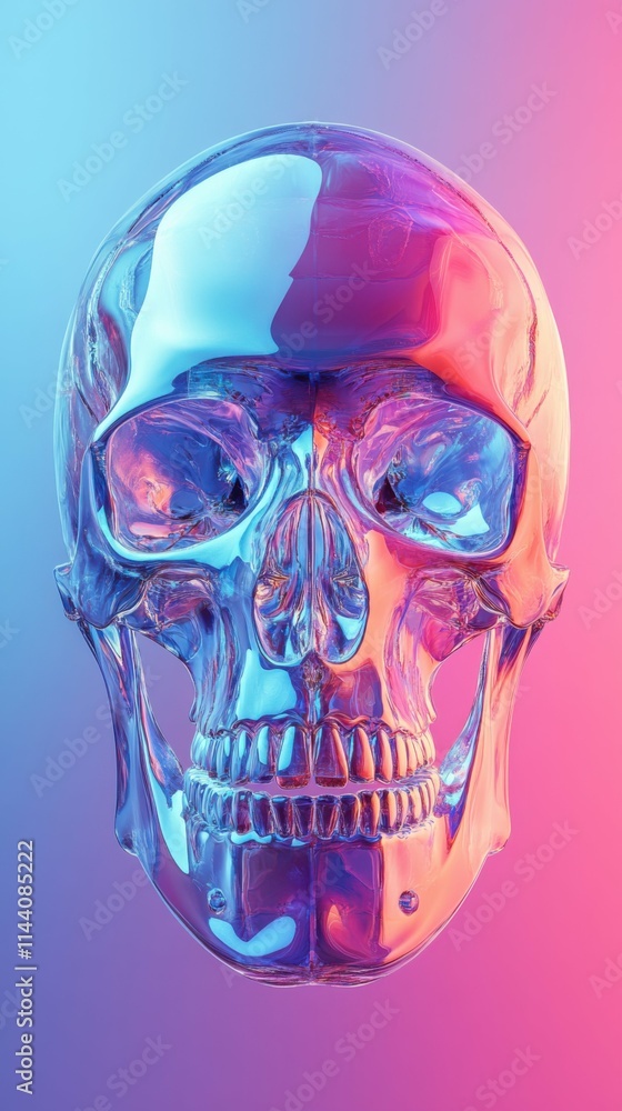 Human skull with half-transparent view showing inner bone structure ...