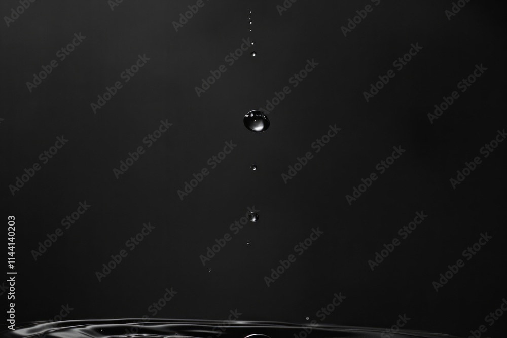 Droplets of water merging to form a single, larger droplet ...