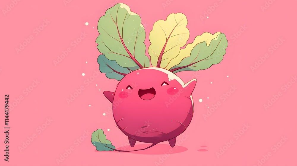Delightful cartoon illustration of a cheerful beet, designed in 2D ...