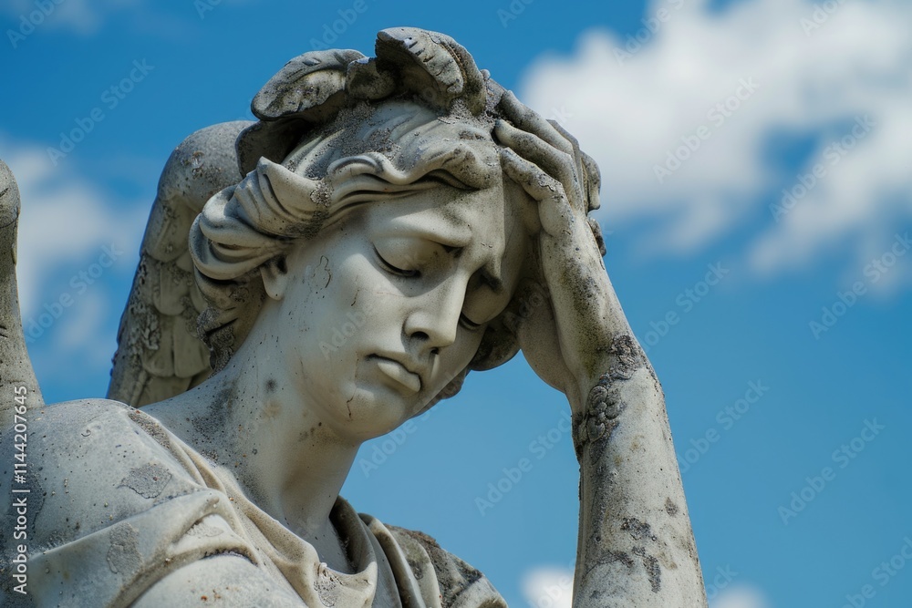 Dumb. Statue of Facepalm in Paris, France. A Sculpture of an Angel in ...