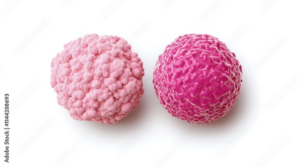 Cancer symptoms lumps concept. The image features two spherical ...