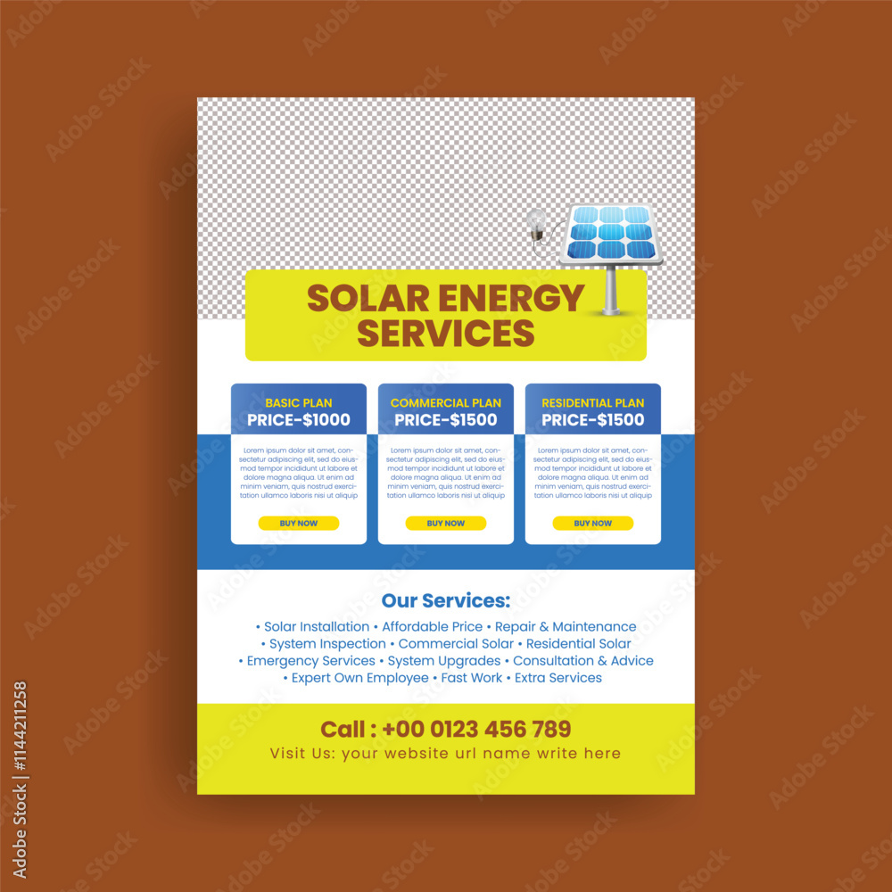 Solar power print Flyer poster editable template suitable for Solar ...