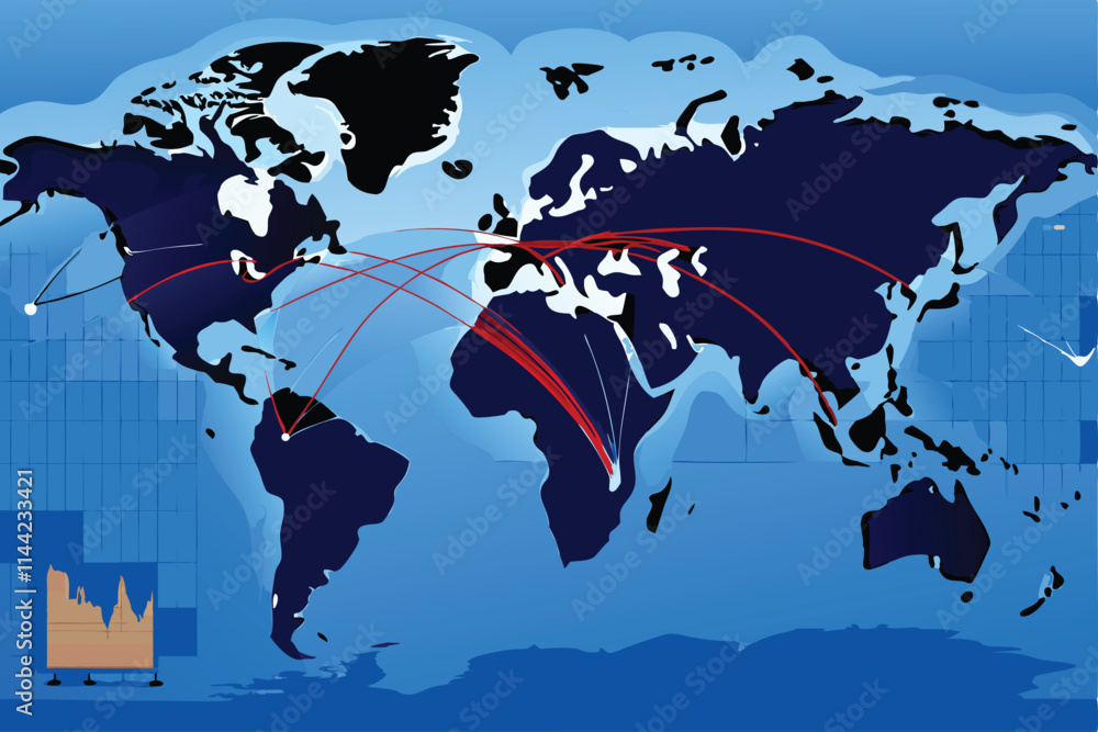 Generate a detailed world map visualizing global economic indicators ...