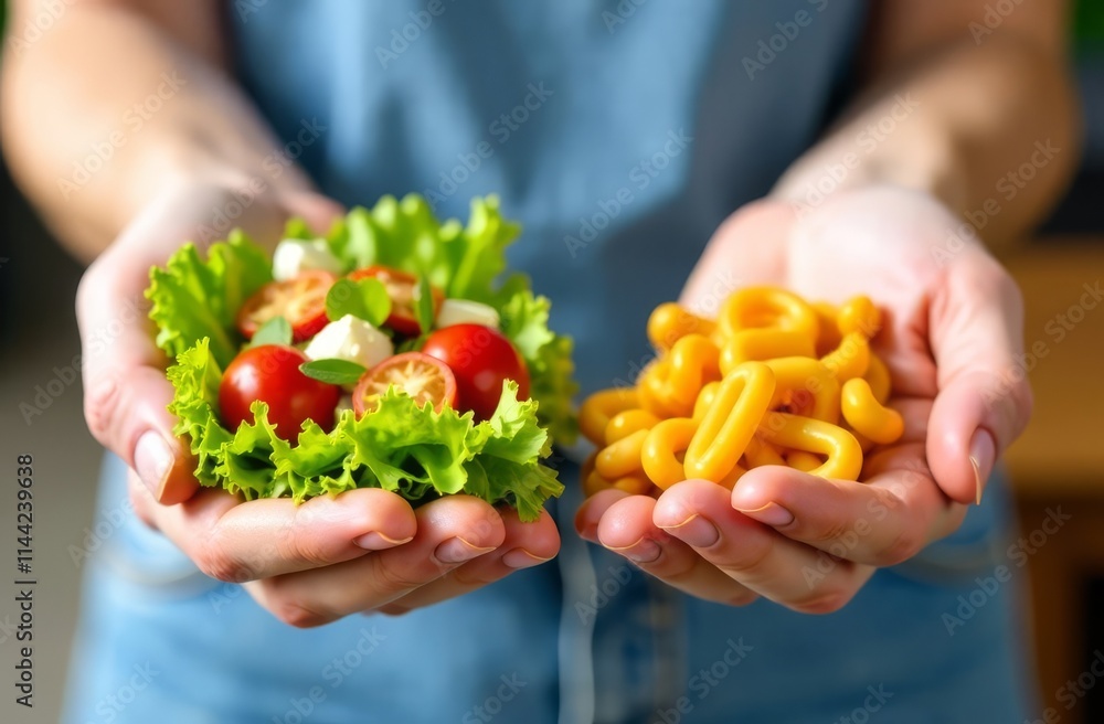 choosing between healthy and unhealthy foods Stock Photo | Adobe Stock