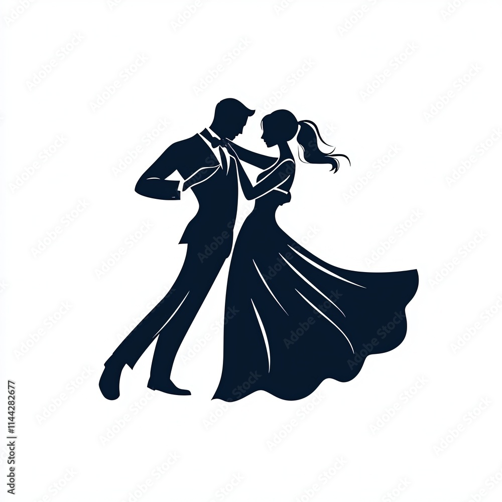 Design of ballroom couple dance icon logo illustration isolated on ...