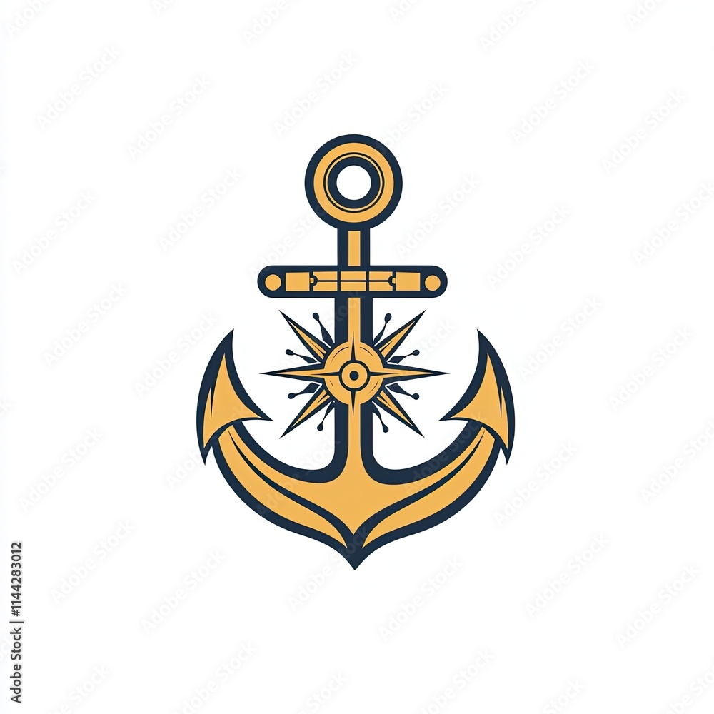 Design of anchor and compass icon logo illustration isolated on white ...