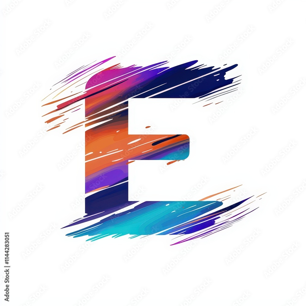 letter E with abstract motion lines icon logo illustration isolated on ...