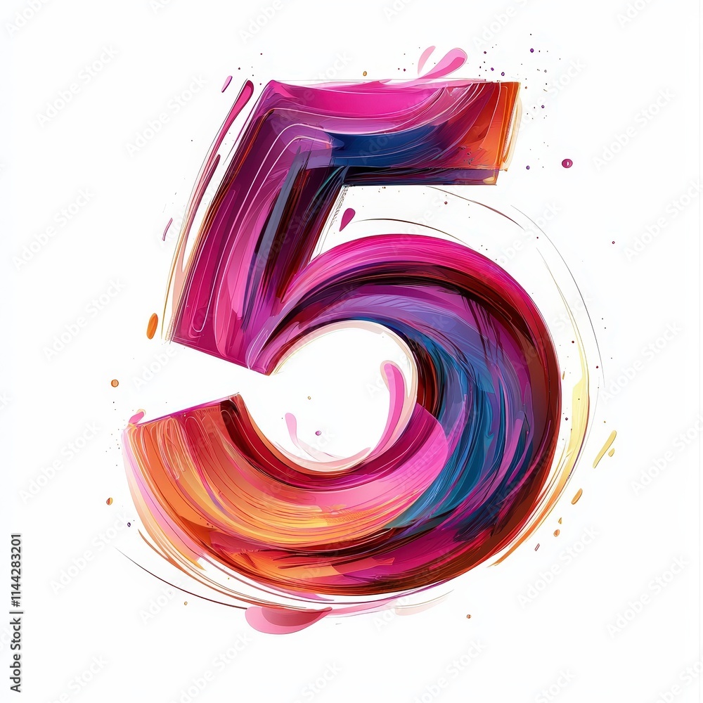 number 5 with abstract motion lines icon logo illustration isolated on ...