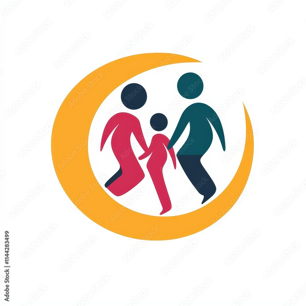 Design of happy family icon logo illustration isolated on white ...