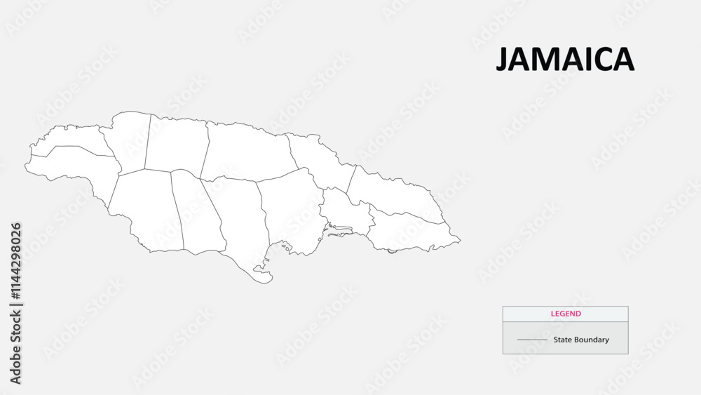 Image vectorielle Stock Jamaica Map. State map of Jamaica. Administrative map of Jamaica with ...