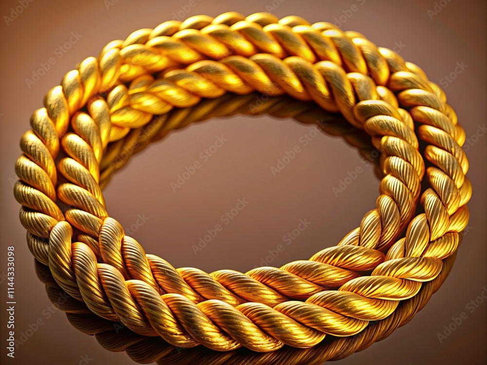 Golden Twisted Rope Circle Frame, Round Rope Border, Luxury Design ...