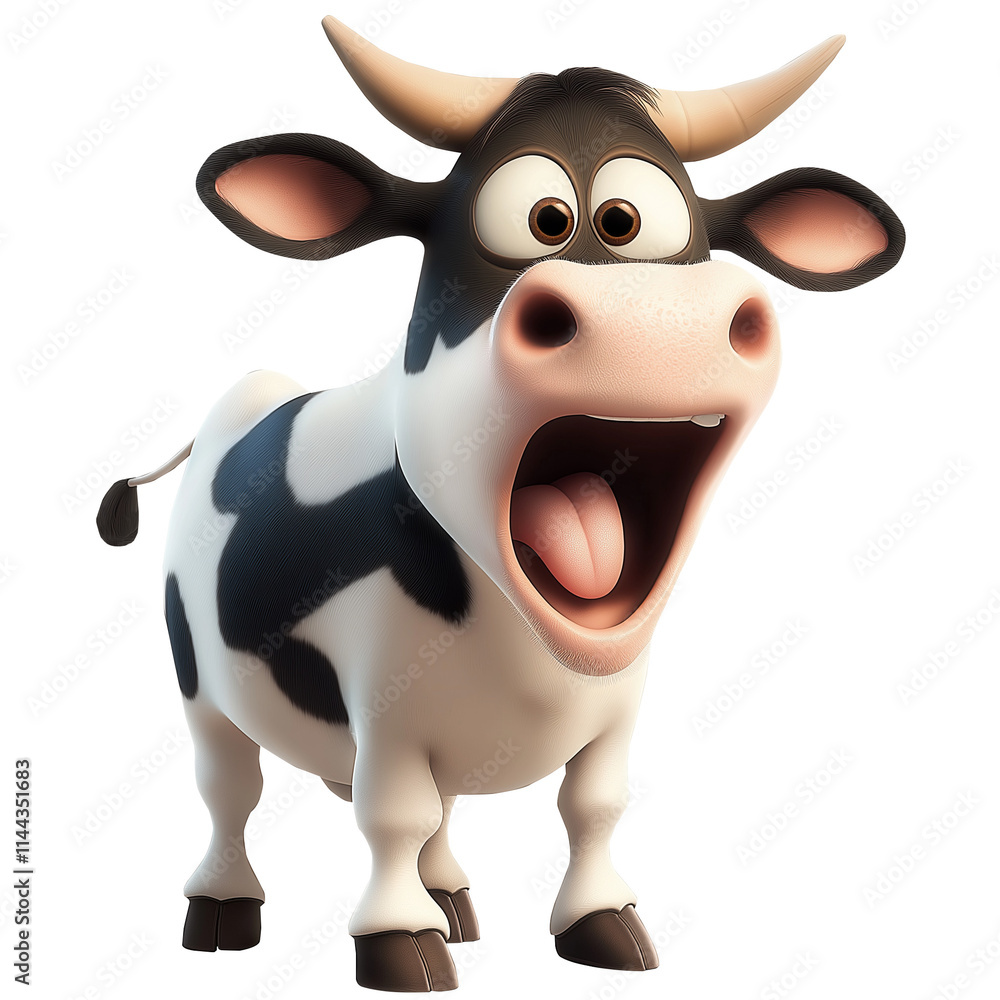 cartoon character surprised cow isolated on transparent white ...