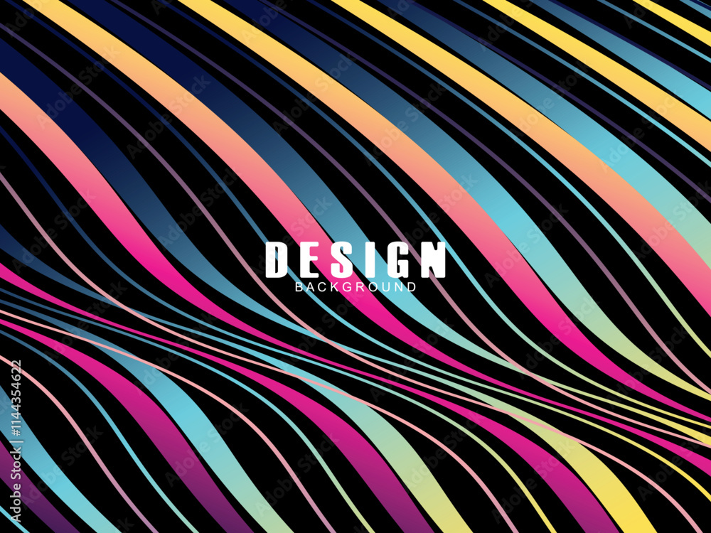 Rainbow color lines on black background, vector wave lines, artistic ...