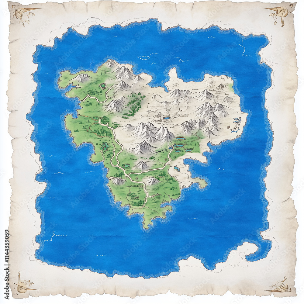 Exploring Hidden Quests in an Immersive Video Game World Map Stock ...