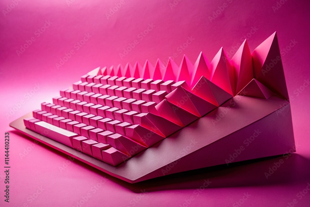 Pink Papercraft Keyboard, Vertical Standing Origami Keyboard, 3D Paper ...