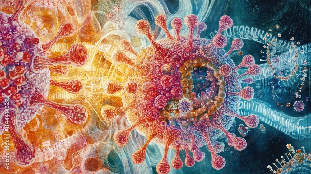 Cross-section of a virus showing internal structures with labeled ...