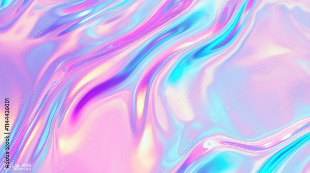 Iridescent Fluid Waves in Soft Pink and Blue Color Palette Stock ...
