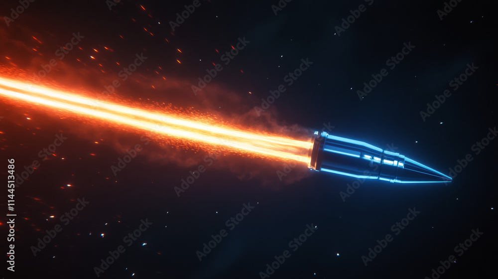 Rocket or comet fire trail and flame vector effect. Jet engine speed ...