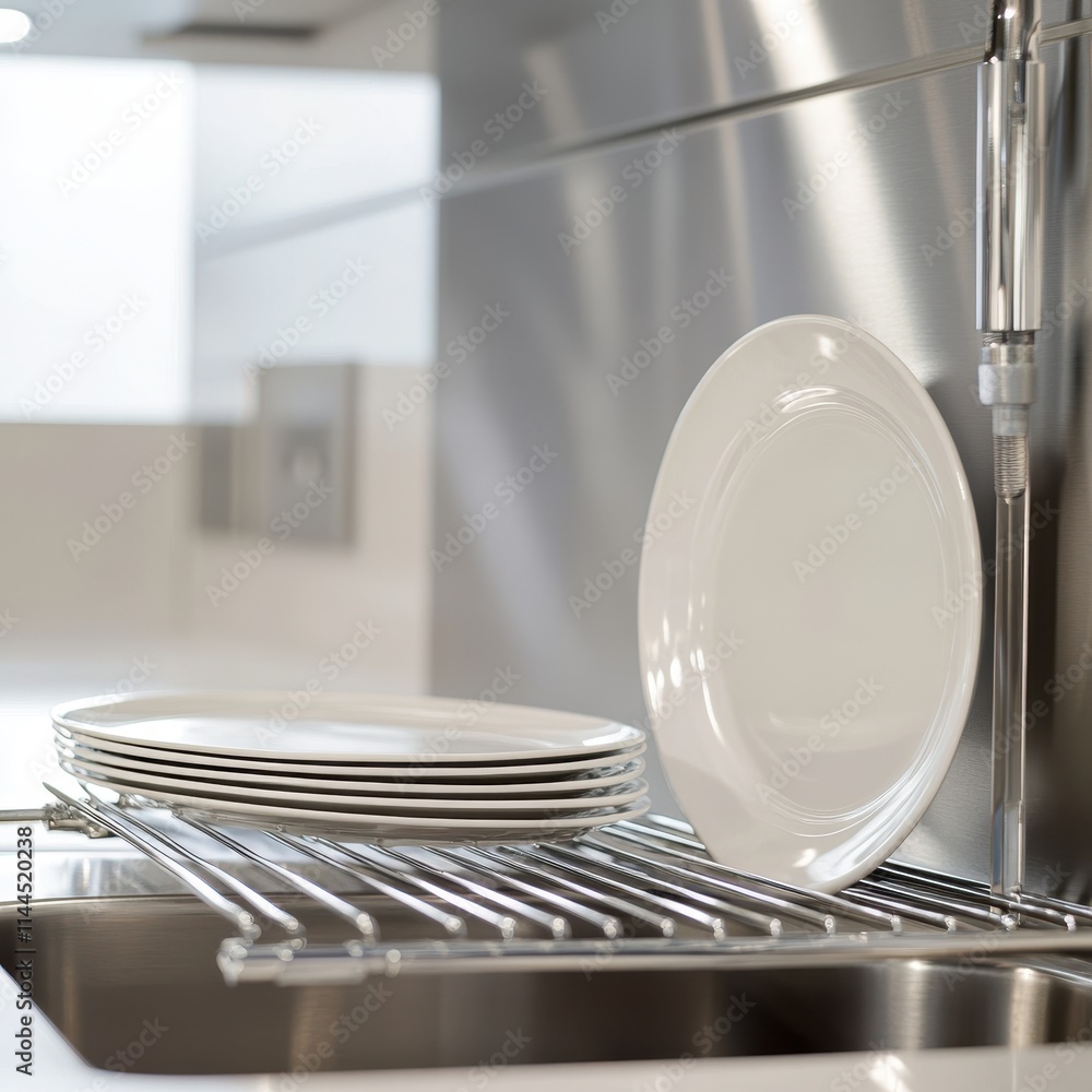 Elegant Stainless Steel Kitchen Sink with Clean Plates Modern Home ...