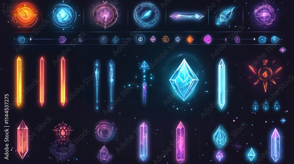 Game progress bars vector set, ui cartoon interface design elements, power, life or health ...