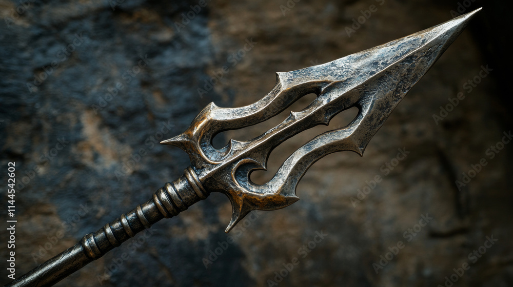 Gold, silver trident, devil pitchfork isolated on white background ...