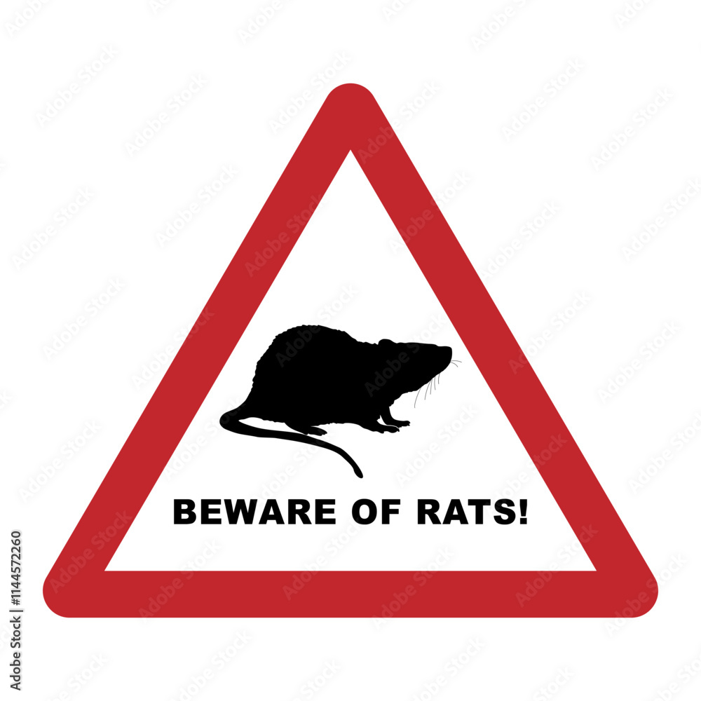 Beware of ticks. Warning triangle sign. Stop rat, pet control ...