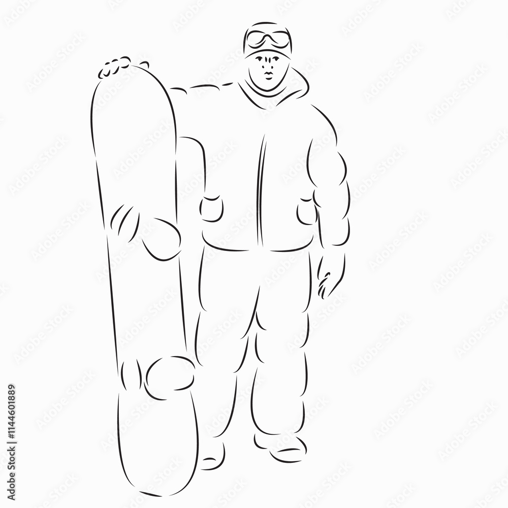 One continuous single drawing line art flat doodle snow, snowboard ...