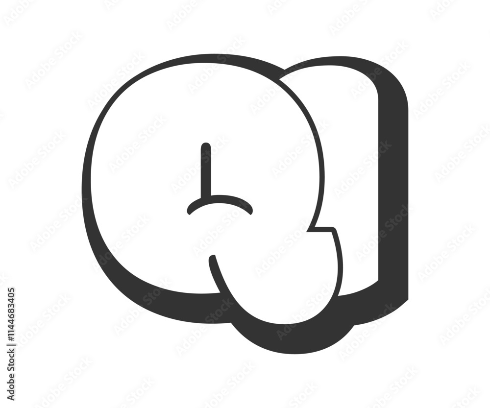 QI logo, bubble comic lettering, rounded in graffiti style black and ...
