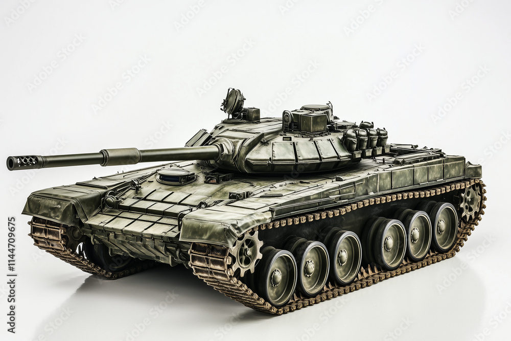 Selective focus military tank isolated on white background, Camouflage ...