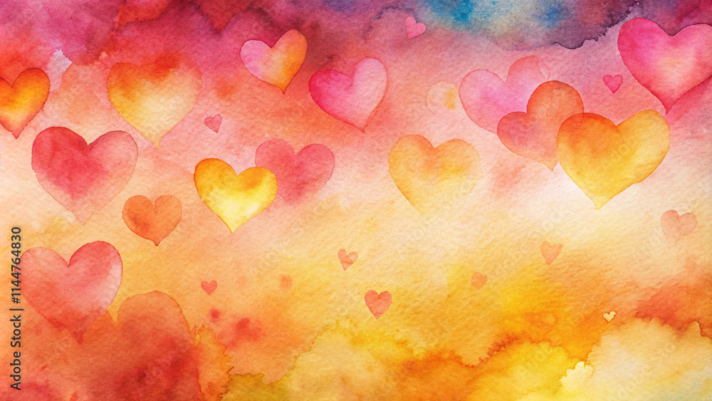 Watercolor gradient hearts background featuring fading hearts in warm ...