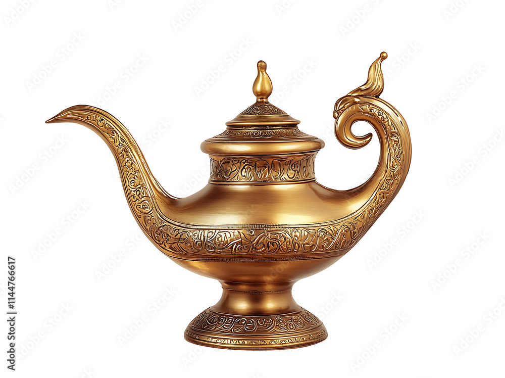 Aladdin's monster's master of magic is the golden lamp on isolated ...