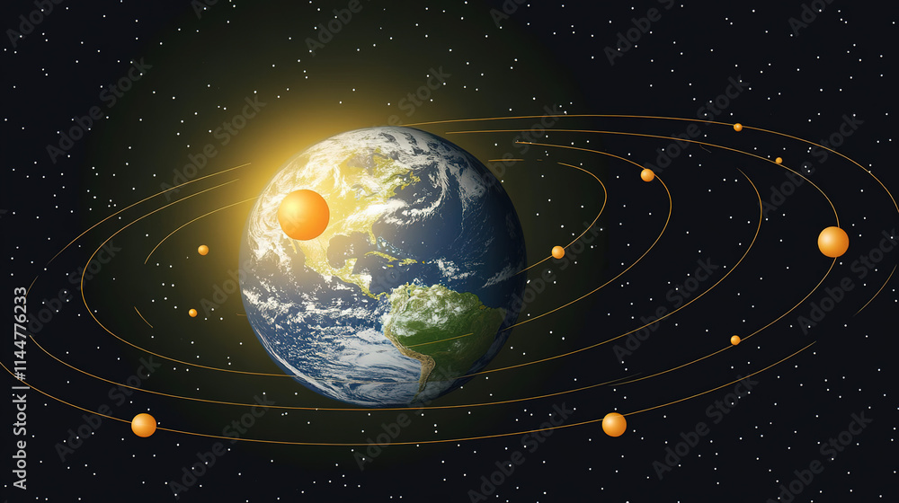 Stock-Illustration „Earth axis diagram illustration showing the tilt of ...