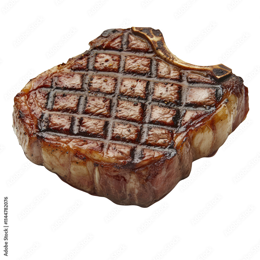 Grilled T-bone steak isolated on white background protein rich food ...