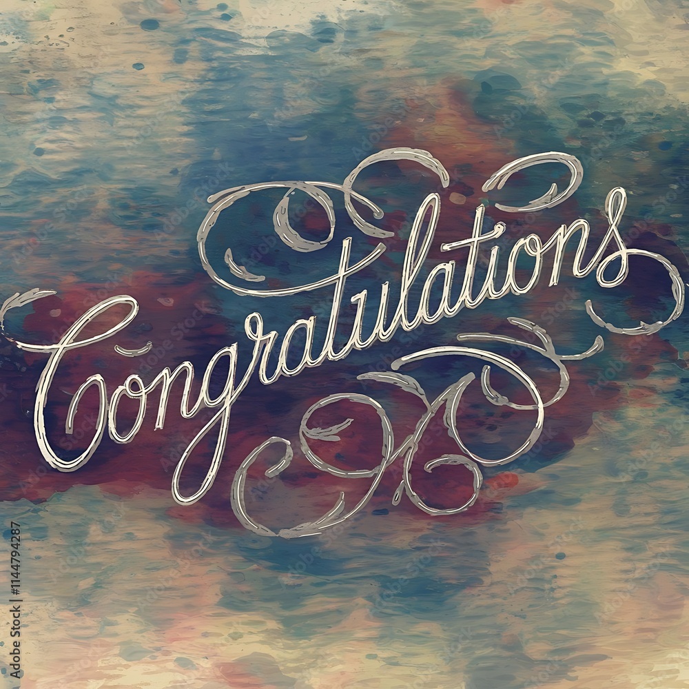 Congratulations ! Text Calligraphy lettering. Handwritten phrase ...