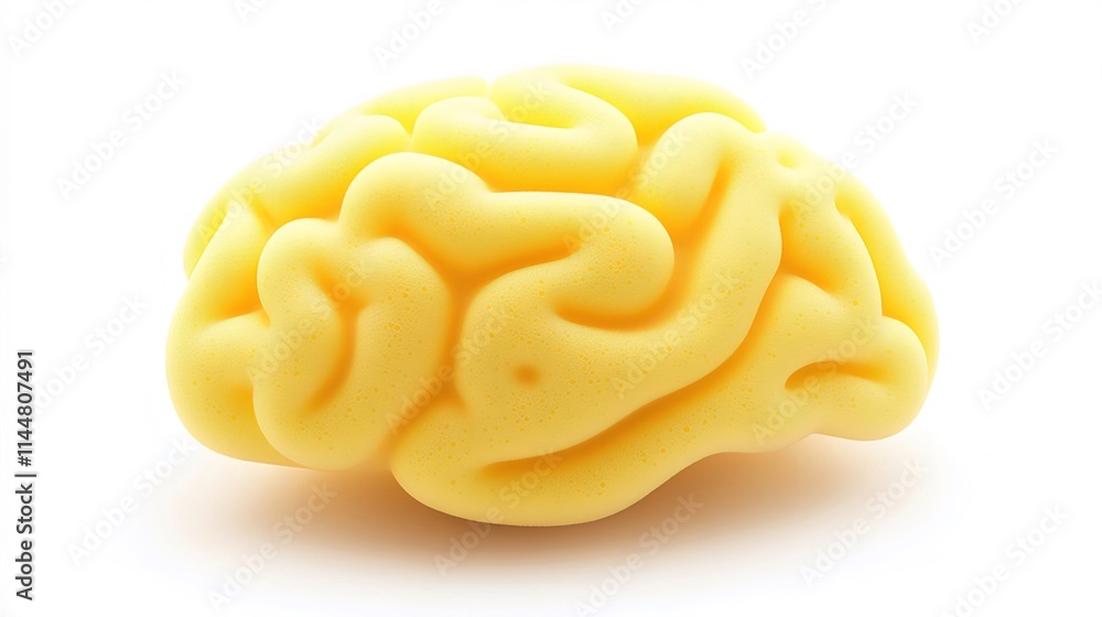 Yellow brain model isolated on white background. Stock Illustration ...