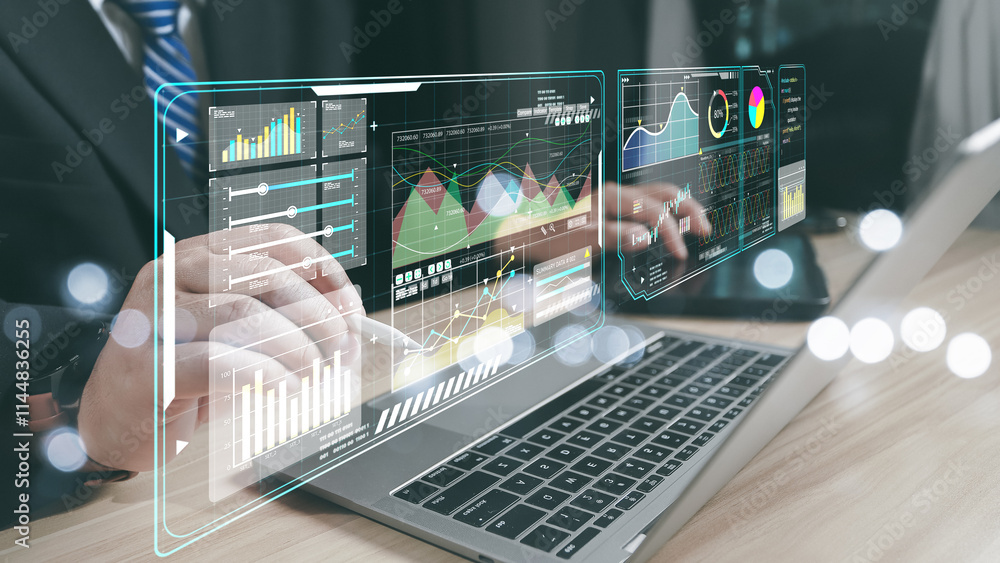 2025, Graph Analyst working with Business, Concept digital ...