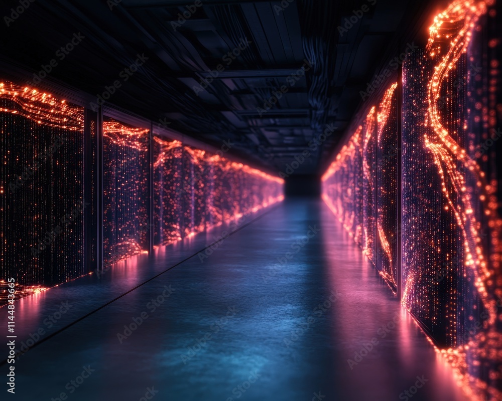 Fiber optic cable systems cross-section view of modern data centers ...