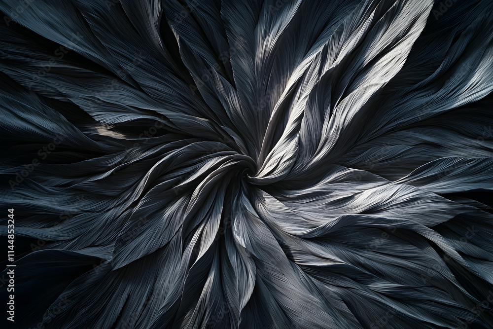 Abstract Dark Spiral Formation of Silken Leaves Creating a Mesmerizing ...