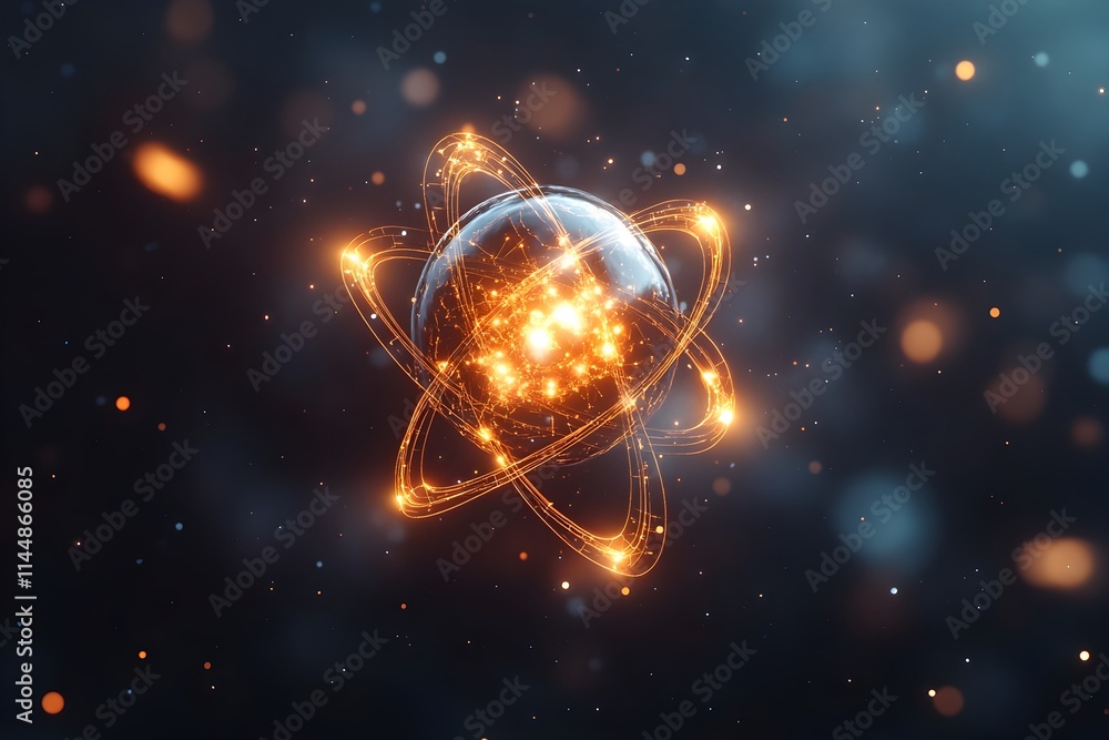 Detailed Exploded 3D View of a Technetium Atom Revealing its Electron ...