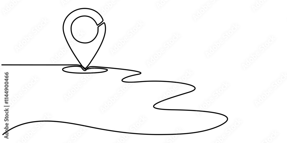 continuous one line google map point route directions and location outline vector art ...