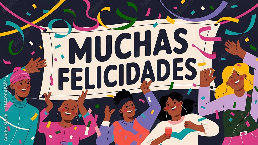 Muchas Felicidades in Spanish language Congratulations ! Text ...
