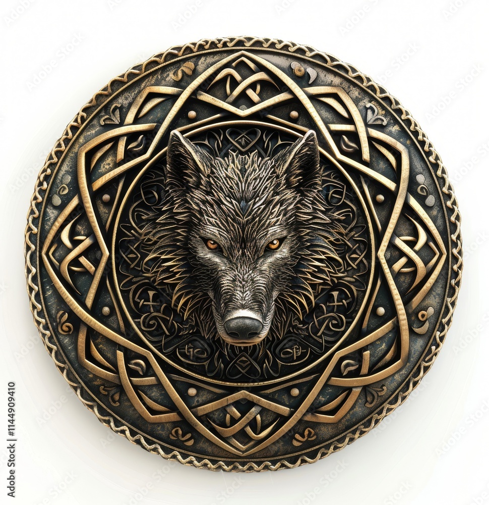 Wolf head sign. Heraldry animal face shield. Heraldic decoration badge ...