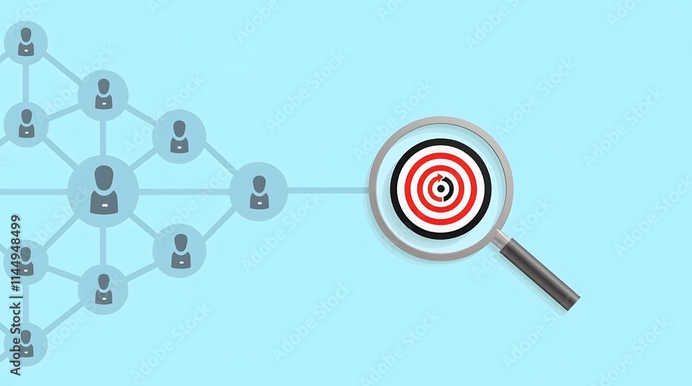 Magnifying Glass Focus on Target Icon Highlighting Network Connections ...