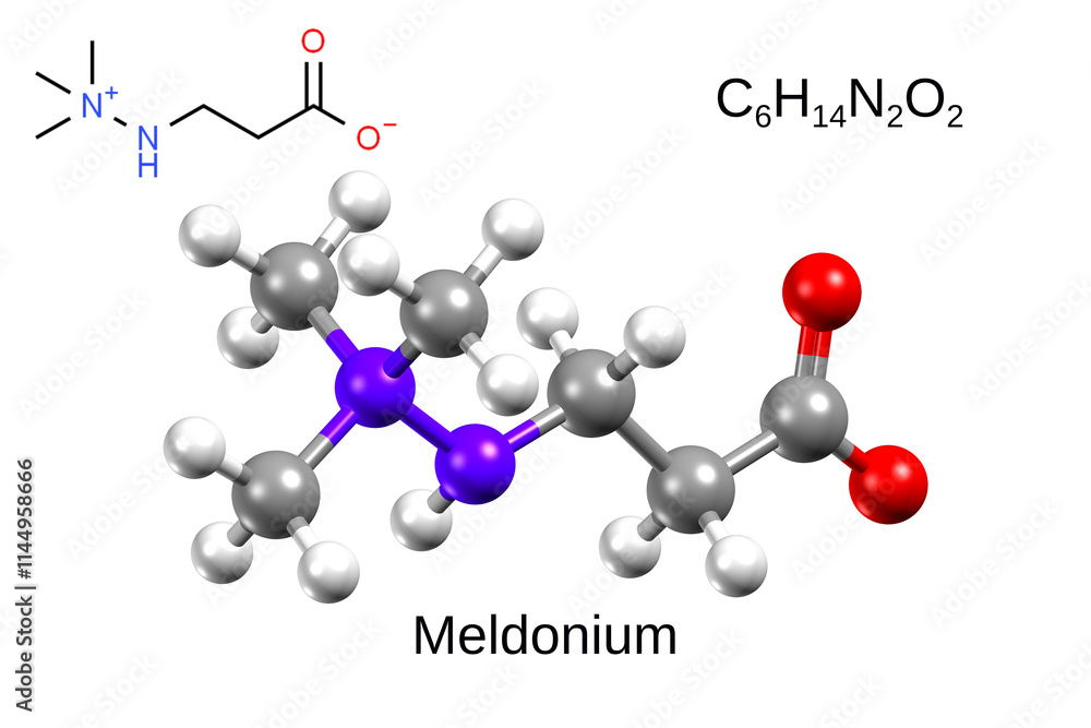 Chemical formula, structural formula and 3D ball-and-stick model of ...