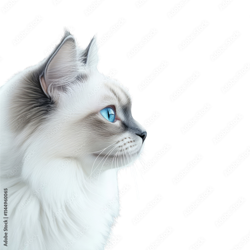 Ragdoll cat portrait fluffy white fur blue eyes adorable pet feline ...