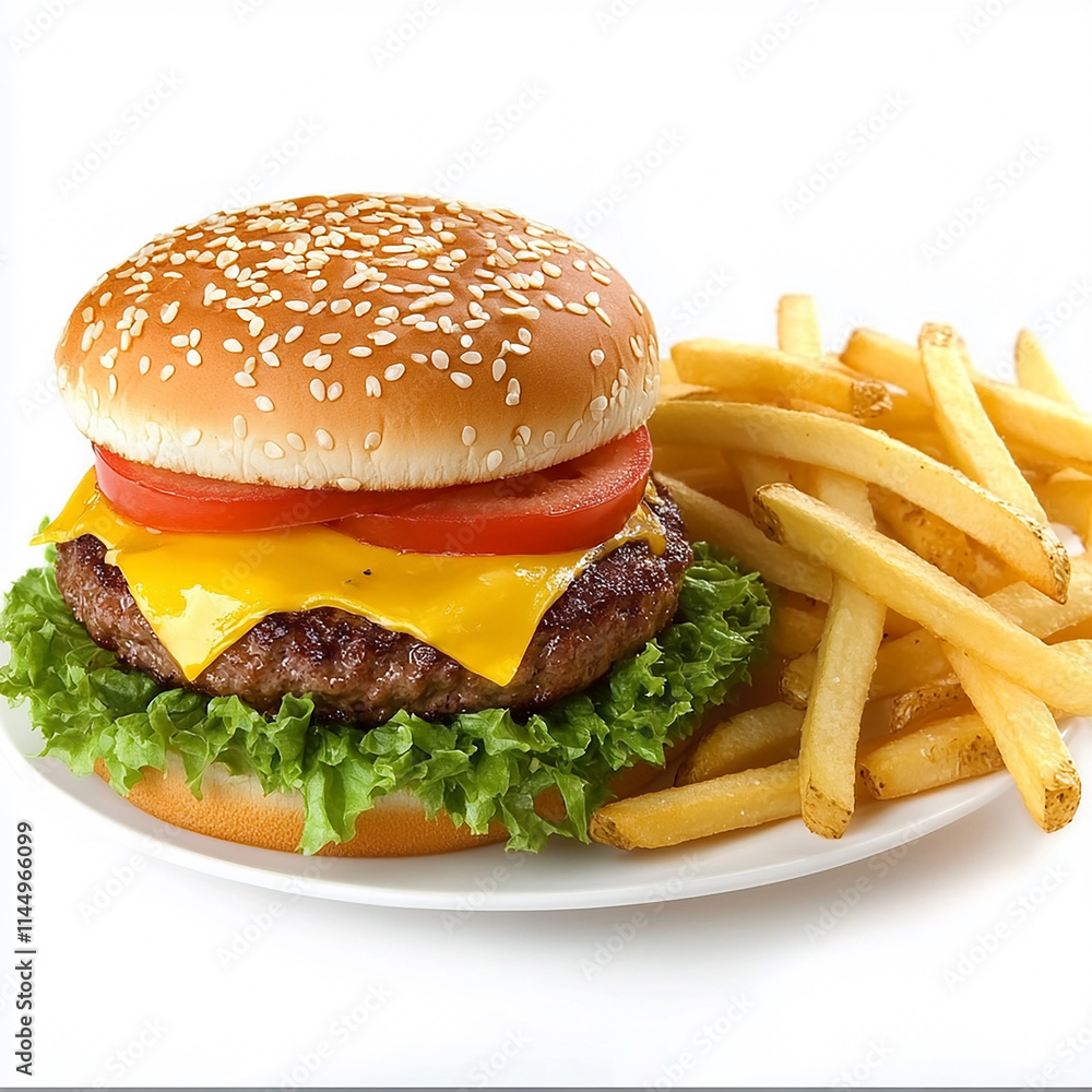 Appetizing Cheeseburger with Crispy Chips, a Timeless Favorite for Any ...